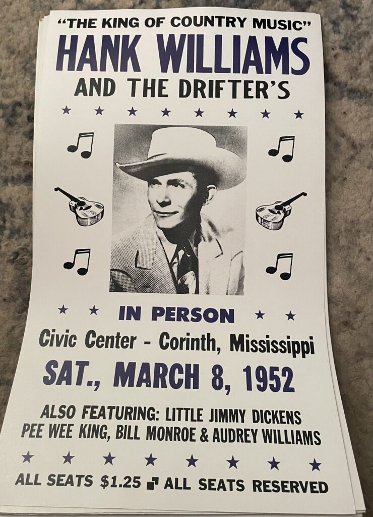 Hank Williams-In Person-Civic Center-Sat. March 8, 1952 – Metal Signs