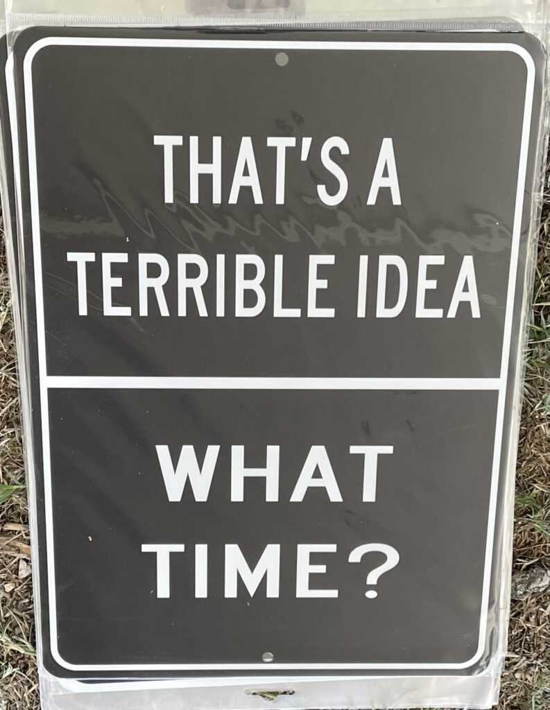 That’s A Terrible Idea-What Time? – Metal Signs