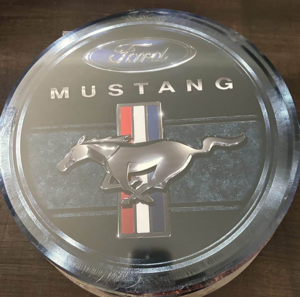 Ford Mustang-Blue (Round) – Metal Signs